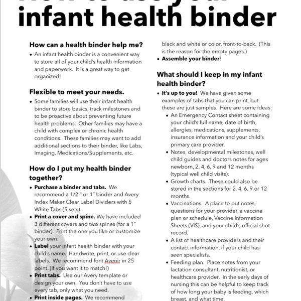 My Infant Health Binder (Printable E-book) - Naturopathic Pediatrics